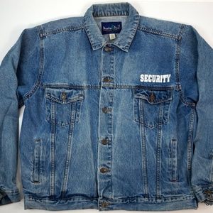 Paradise Point | Jackets & Coats | Vtg 9s Mens Security Denim Jacket Xl ...